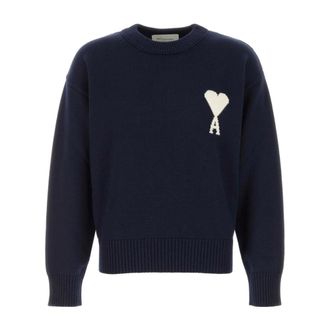 Ami Homme, Pulls, Bleu, Taille: XL Pull Ras du Cou De Coeur