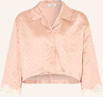 Sandro Sandro Satinbluse Mit Schmucksteinen Und Spitze beige