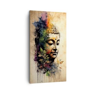 Arttor Bilder auf Leinwand Buddha Meditation Indien Leinwandbild mit Rahmen 45x80cm Wandbilder Dekoration Wohnzimmer Schlafzimmer K&uuml;che Deko Klein Wanddeko B