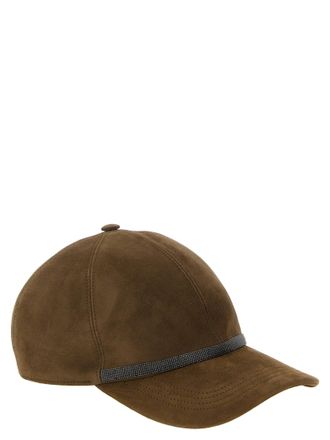 Brunello Cucinelli Suede with Monile Band Baseball Cap - Brown