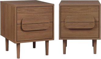 Sweeek Lot de 2 tables de chevet vintage décor bois de noyer 2 tiroirs L 40 x P 40 x H 50cm - Juliana
