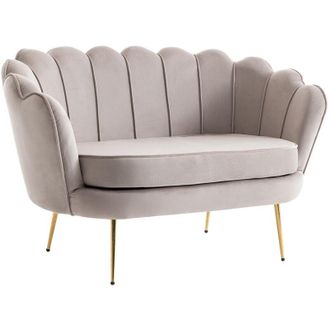 Vente-Unique Canap&eacute; 2 places coquillage en velours taupe DANDELION de Pascal Morabito