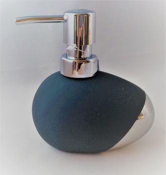 Accentra Design Seifenspender Soft Touch Dosierer Keramik oval Ente grau