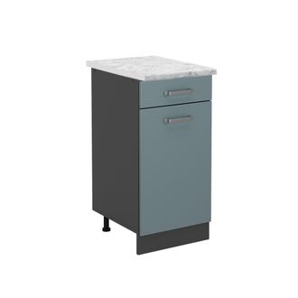 Vicco Küchenunterschrank R-Line, Schubladenschrank für die Küche, Blau-Grau/Anthrazit, 40 cm AP Marmor