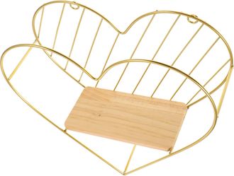 Angoily Nordisches Herz wandregal aus Eisen und Holz Dekoratives Wandboard mit Stabilem Design Platzsparend f&uuml;r Kinderzimmer Schlafzimmer Wohnzimmer und K&uuml;che