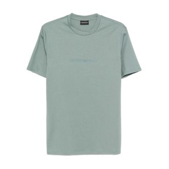 Emporio Armani T-Shirt mit Rundhalsausschnitt und tonalem Logo - - Tops - Herren - Gr&uuml;n - S