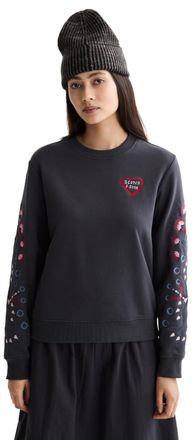 Scotch & Soda Besticktes Sweatshirt mit normaler Passform, Charcoal a U078, S