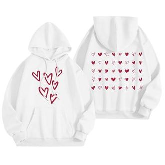 Generic Sweat &agrave; capuche imprim&eacute; tendance pour la Saint-Valentin 2026, blanc, XXL