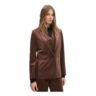 La Petite Francaise Wildlederimitat-Blazer - - Jackets - Damen - Braun - S