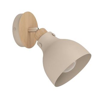 Eglo Applique murale Arrecife, lampe de lecture avec spot orientable, luminaire int&eacute;rieur pour salon, chambre et couloir, bois naturel et m&eacute;tal couleur sab