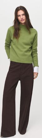 Mango Strickpullover mit halbhohem Kragen grün - Damen - S - MANGO