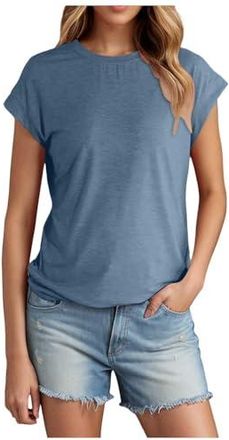 Generic T-shirt basique d&eacute;t&eacute; d&eacute;contract&eacute; pour femme 2025, couleur unie, pour la course &agrave; pied, les sorties, coupe ample, T-shirts daffaires mignons, T-shirts 