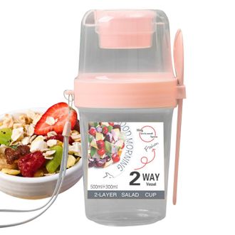 Generic Mahlzeitenzubereitungsbehälter - Behälter zur Aufbewahrung von Lebensmitteln mit Trennwand, wiederverwendbarer Behälter für Haferflocken für Arbeit, S