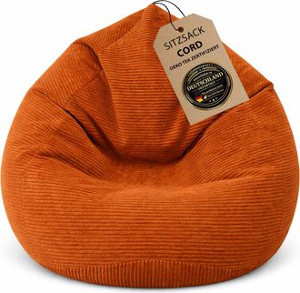 BuBiBag Premium Sitzsack Cord XXL - Fertig bef&uuml;llt & Oeko-Tex Zertifiziert - Kratzfester Breitcord Gaming Sessel - Robuster Bean Bag f&uuml;r Kinder & Erwachsene -