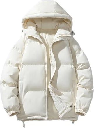 Generic Veste dhiver épaisse et chaude en coton pour homme et femme, manteau de neige rembourré à capuche pour couple, 1277 Beige, S