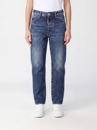 Dsquared2 Jean droit Boston taille mi-haute en pur denim de coton