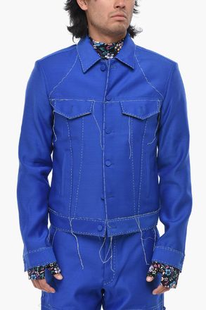 Off-white Silk-Blend Jacket AILEN FACE with Exposed Seams Off-White