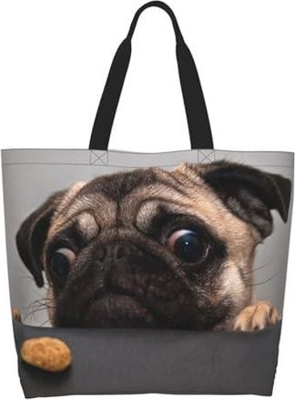 Generic Chien Biscuit Carlin Dr&ocirc;le Sac Cabas Imperm&eacute;able Sacs R&eacute;utilisable Sac A Main Femme Pour Shopping Travail Quotidienne