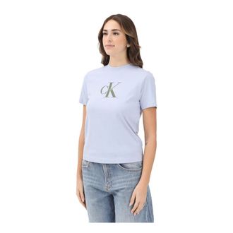 Calvin Klein Jeans Femme, Tops, Bleu, Taille: 40 FR Monogram Logo Tee