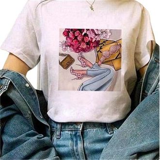 Keephen Femmes Talons Hauts Impression 3D T-Shirt Manches Courtes Pullover Tops Tee Mignon Graphique T-Shirts