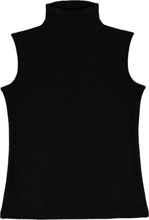 Generic Collant &agrave; col roul&eacute; pour homme - D&eacute;bardeur de sport en coton &agrave; col montant pour homme - T-shirt fin sans manches pour la course &agrave; pied, Noir/blanc, M