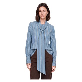 Kocca Bluse mit Bindekragen- Streifen- Tupfen und Metallnieten - - Blouses & Shirts - Damen - Blau - XS