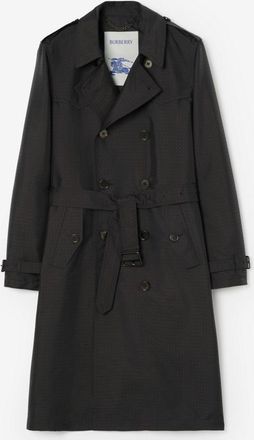 Burberry Trench long Foxfield en nylon m&eacute;lang&eacute; g&eacute;om&eacute;trique, Size: 46