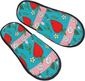 Generic Pantoufle Maison Motif Fraise Chaudes Pantoufles Confortable Hiver Pantoufles Antid&eacute;rapantes Hiver Chaussures Chaudes Pour H&ocirc;tels Maison Chambre L