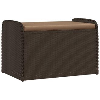 vidaXL Vidaxl - Banc de rangement et coussin marron 80x51x52 cm r&eacute;sine tress&eacute;e