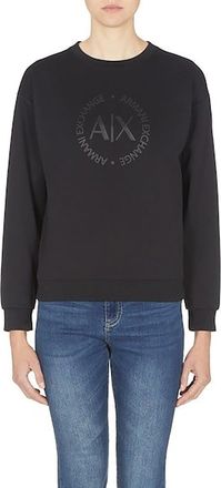A|X Armani Exchange Womens Essential Crewneck, Circle Logo Pullover Sweater, Black, L
