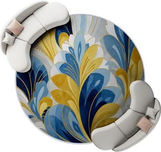 Generic Gris-Bleu Tapis de Salon Rond 180 cm, Moderne Art Abstrait Fleurs Tapis Chambre Antid&eacute;rapant Lavable, Ne Perd Pas Ses Poils Moelleux Moquette pour Cha