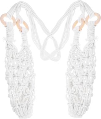 Cabilock 2Er Set Baumwoll Weinflaschenhalter H&auml;ngend 23 Zoll Weinflaschenaufbewahrung Netzkorb F&uuml;r K&uuml;che Wanddekoration Und Obst Lagerung