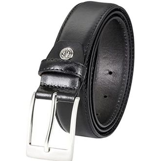 Lindenmann suit leather belt men, suit belt men 35 mm wide, belt suit men, cowhide black, Farbe/Color:noir, Size US/EU:Bundweite 110 cm Gesamtl&auml;nge 125 cm W 43.5