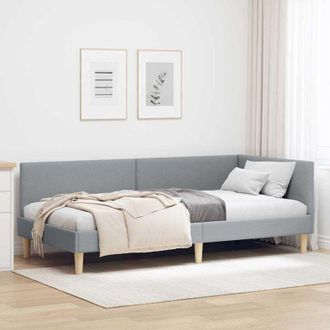 vidaXL Cadre de lit dangle avec t&ecirc;te de lit Gris clair 90 x 200 cm vidaXL