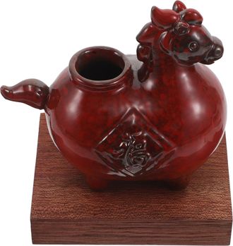 OSALADI Kleine Porzellanvase Pferdeform mit Fu Symbol Chinesische Kleiner Dekovase f&uuml;r Regal Tisch Rote Feng Shui Keramikvase zum Fr&uuml;hlingsfest 2026