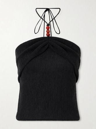 Magda Butrym Haut Dos Nu En Lyocell M&eacute;lang&eacute; Textur&eacute; &Agrave; Ornements - Noir