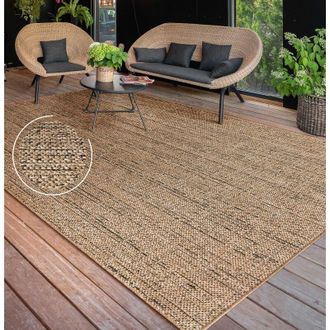 Paco Home Paco Home Tapis Exterieur Terrasse Salon Cuisine Lavable En Machine Motif Boho Uni 160x220 cm, Beige