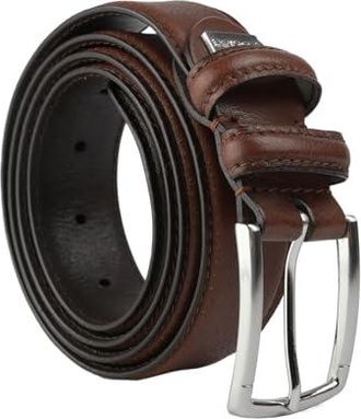 Police Ceinture homme en cuir véritable, hauteur 3,5 cm, raccourciable, classique, sans nickel 115 (taille 48-52), Tabac 72, 115 cm (TG 48-52)