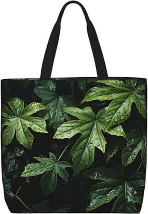 Generic Motif De Feuilles Vertes Sac Courses L&eacute;ger Tote Bag Grand Sac A Main Femme Pour Universit&eacute; Plage Travail