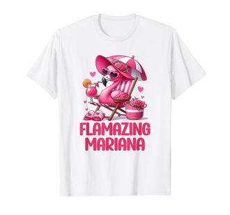 BDAZ Flamazing Mariana Pink Flamingo Tropical Beach Trip Damen T-Shirt