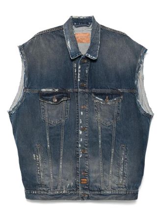 Balenciaga gilet en jean - Bleu