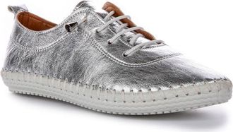 Justinreess England Lexi 2 Chaussures confortables à enfiler en cuir moutarde pour femme, imprimé floral, à porter toute la journée, Argenté., 38 EU