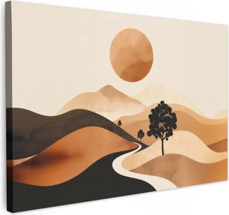 MuchoWow © Bilder Groß 120x80 cm XXL Wohnzimmer Deko Modern Wandbild Kunstdruck auf Leinwand Bild Schlafzimmer über Bett Room Decor Geschenke Sonne - Hügel - B