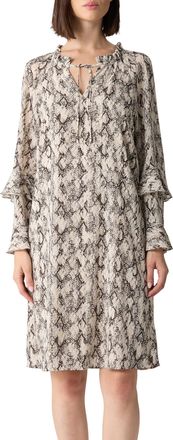 Comma Chiffonkleid mit Animal-Print und Volant-Details