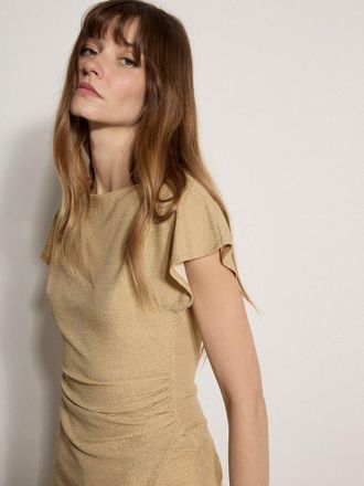 Apricot Paillettenshirt Partytop mit Glitzer