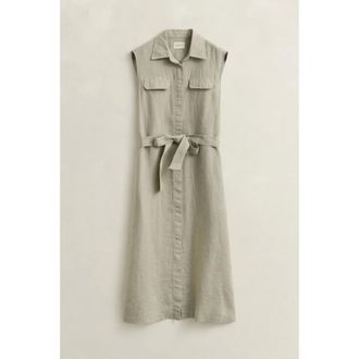 GANT Femme, Robes, Gris, Taille: 42 FR Abito smanicato in lino