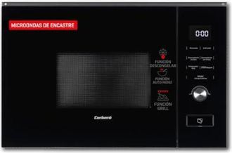 Corbero Corberó CMICM20GLNINTEG Mikrowelle 20 Liter | Leistung 800 W | schwarzes Glas | Auto-Menü | Auftauen | Grill | 5 Leistungsstufen | Touch-Steuerung | T