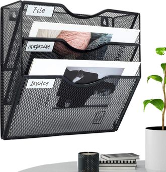 Generico Wall File Organizer - 3-Tier Metallregal, H&auml;ngendes Dokument und Mail Organizer, B&uuml;rowandregal f&uuml;r Schreibtisch, Schreibtisch, Schreibtisch, Haushalt,