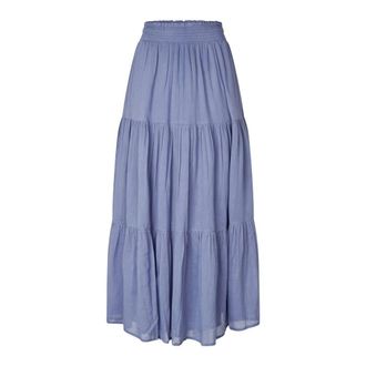 Lollys Laundry Blaue Diamondll Maxi Rock mit R&uuml;schen - - Skirts - Damen - Blau - XL