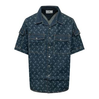 Marine Serre Homme, Chemises, Bleu, Taille: L Denim SS Shirt